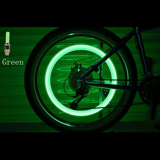 2Pcs Bicycle Neon LED Light Cycling Tyre Wheel Valve Cap Neon Bike ...