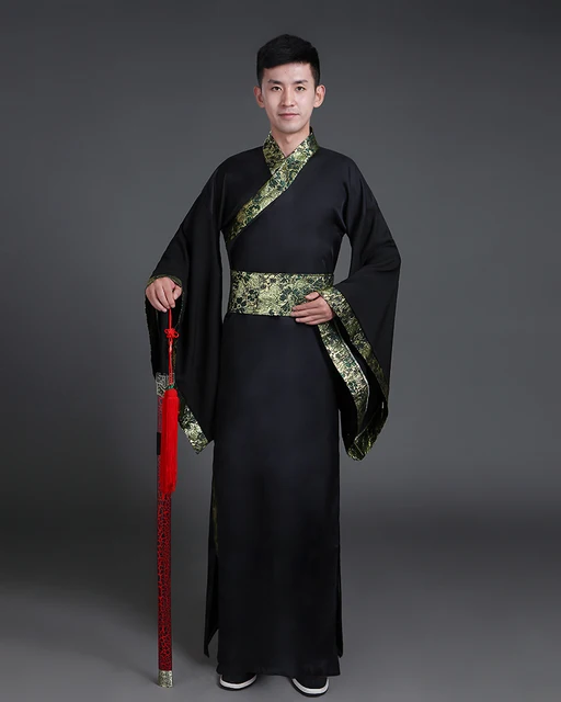 Chinese Men Traditional Han Fu Costume for Stage Ancient Male Swordsman ...