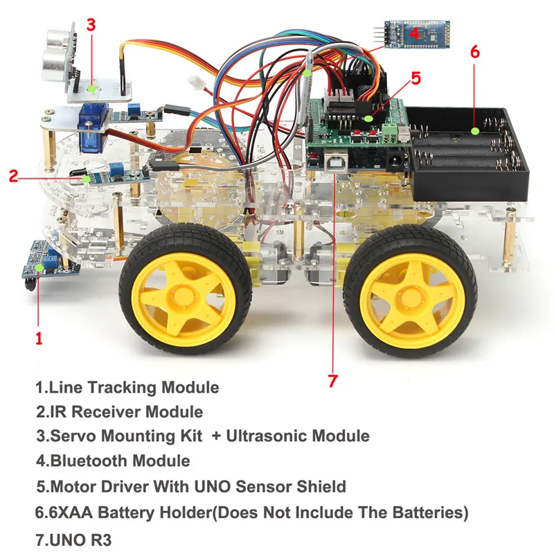 Diy Mini Smart Robot Car 4wd Learning Starter Kit For Arduino Robot ...