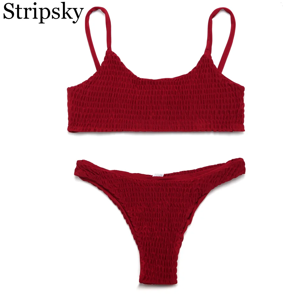 Stripsky 2018 bikini sexy swimsuit for women bandeau swimwear solid ...
