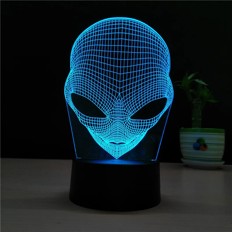 7 Color Alien Lamp 3D Visual Led Night Lights for Kids Touch USB Table ...