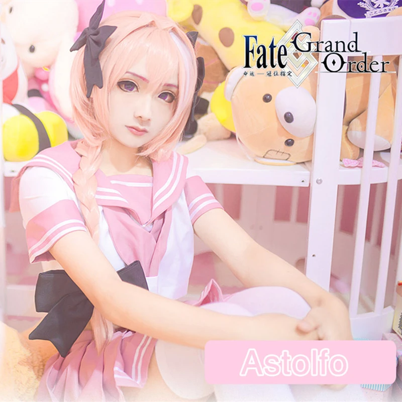 Fate Grand Order Astolfo FGO Pink Cosplay Costume Full Set Women Dress ...
