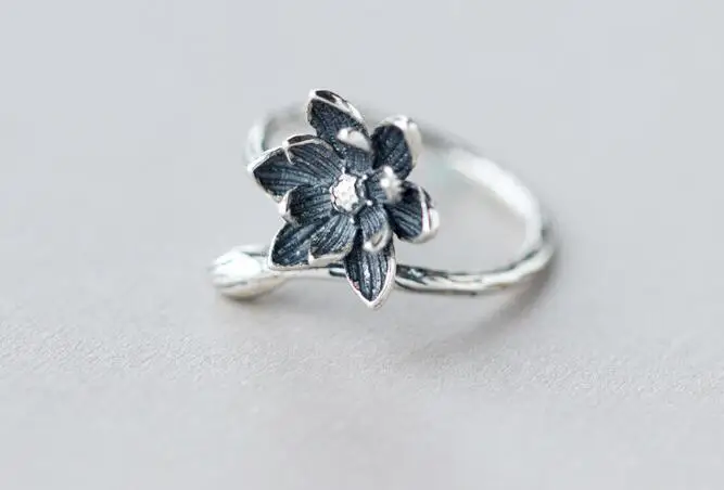 yiustar 2017 Lotus Flower Open Rings for Women retro style steel ring ...