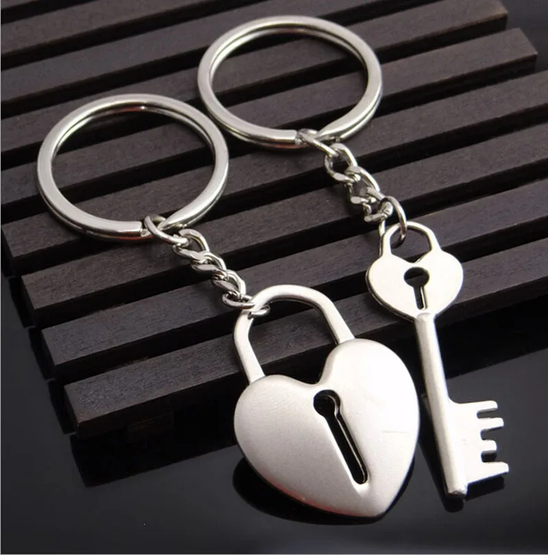 Metal heart shape Key lock Creative Couple Keychain Gift Lovers ...