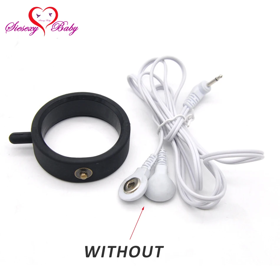 32/38/42mm Black Silicone Penis Rings Electro Shock Used Cockrings ...