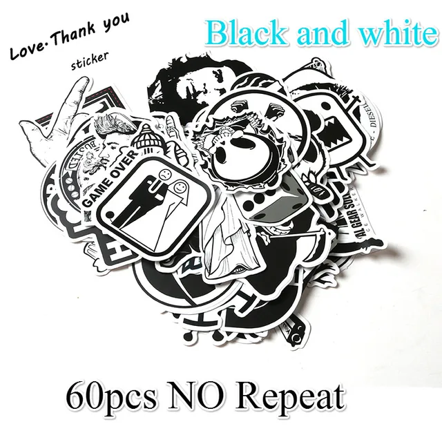95PCS Animal Sticker +Black And White Sticker Funny Sticker For Car ...