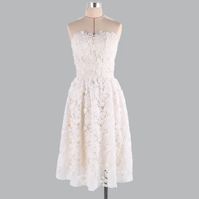 Sexy Women Casual Summer White Party Dresses Evening Sleeveless Lace ...