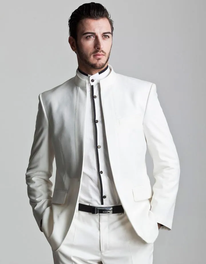 Slim Fit China Tunic Suits Tuxedos Mao Suit Casual Blazer Wedding Suits ...