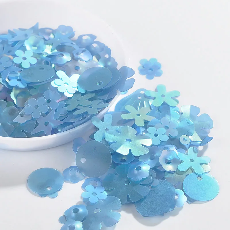 10g/Pack Matte Denim Blue Sequin Flower Plum Star Shell Shape Sequins ...