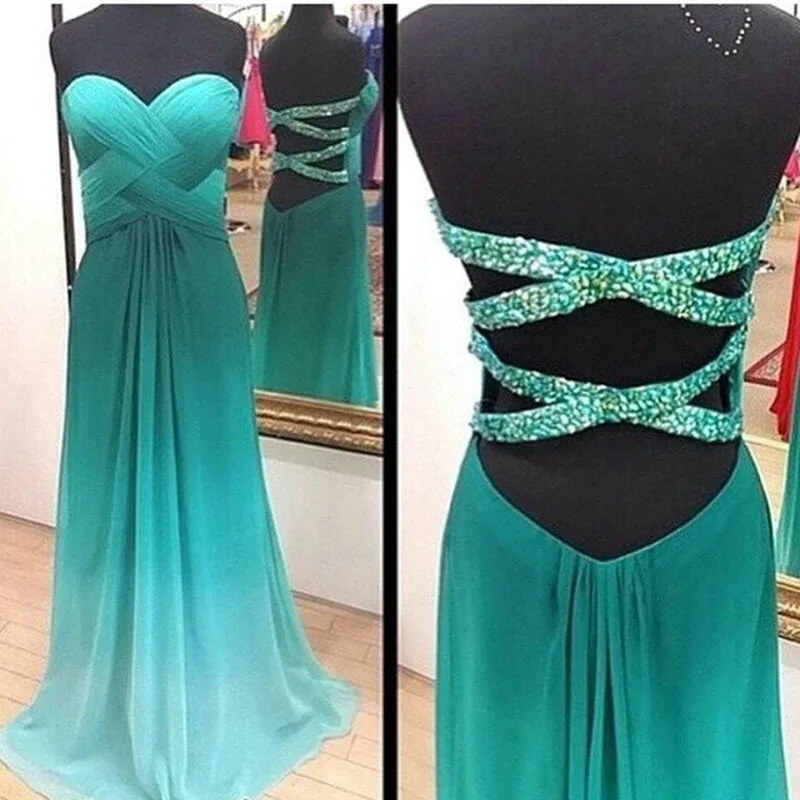 Gorgeous Ombre Prom Dresses 2016 Turquoise Prom Dress Long Sweetheart A