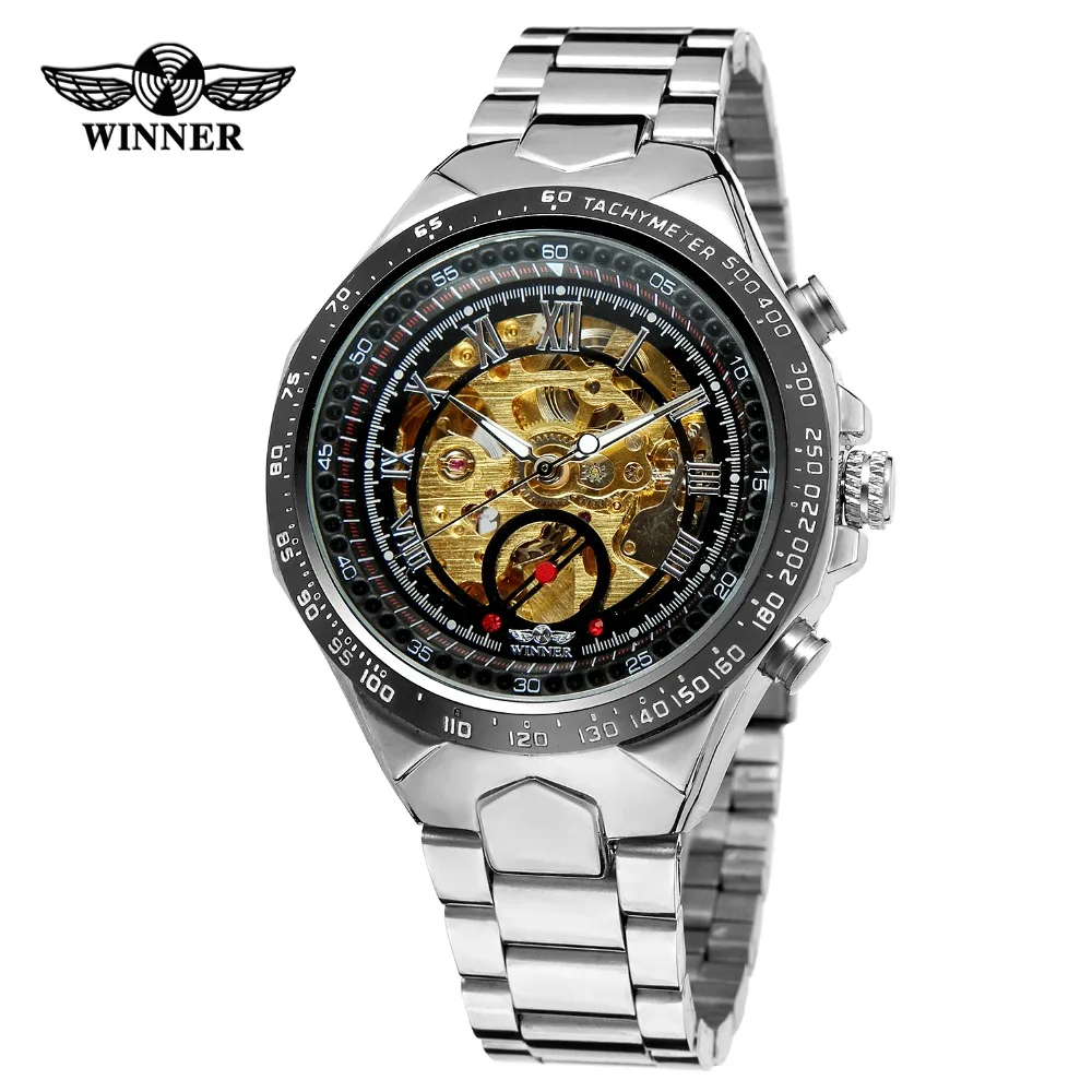WINNER Men Gold Watches Automatic Mechanical Watch Male Skeleton ...