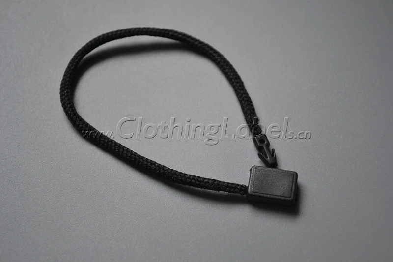 22cm Black Hang Tag Polyester String Square Snap Lock Pin Loop Fastener ...