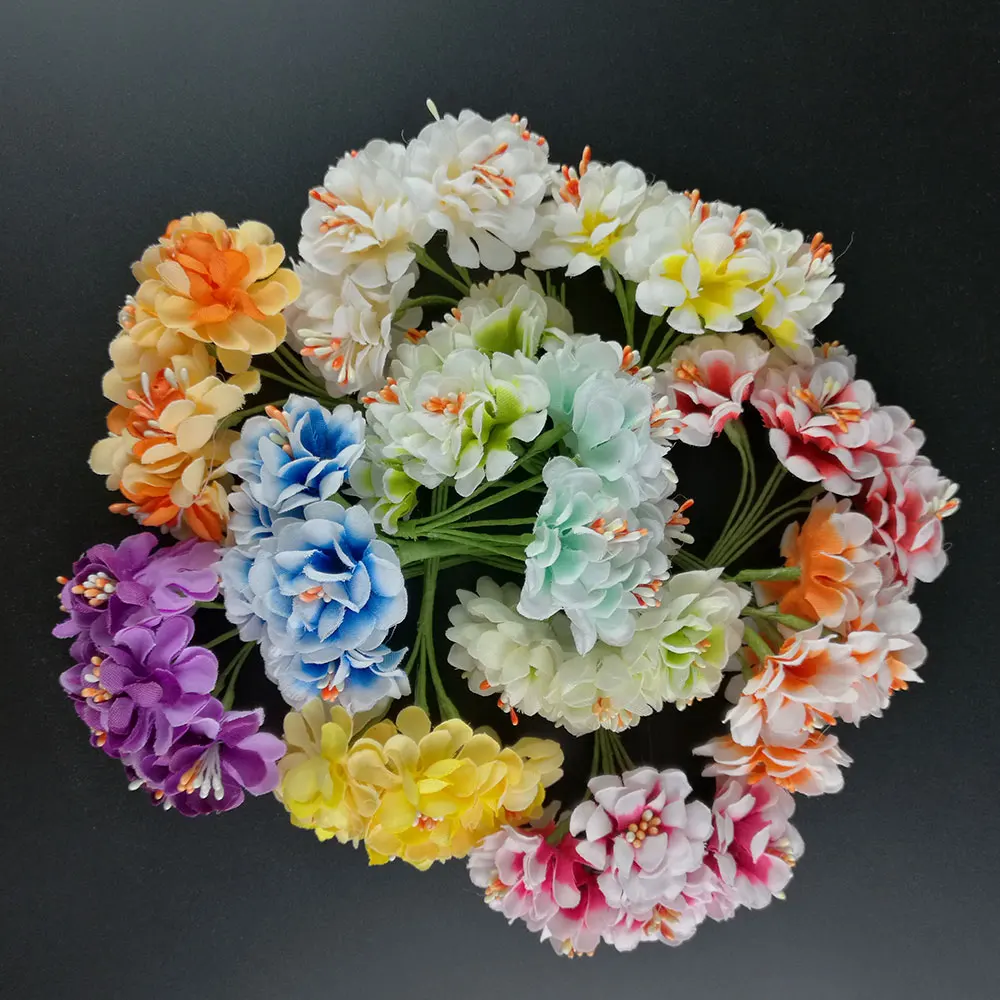 72pcs Silk Flower Chrysanthemum Stamen Artificial Flowers Bouquet For ...