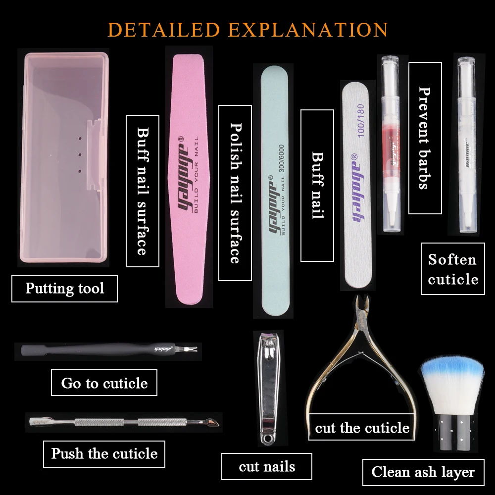 Yayoge Nail Tools Set 11in1 UV Gel Nail polish Kit Salon Polishing Nail ...