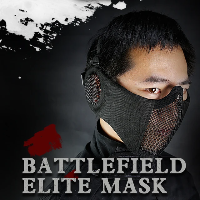 1000D Nylon Military Tactical Mask Half Face Ear Protection Airsoft ...