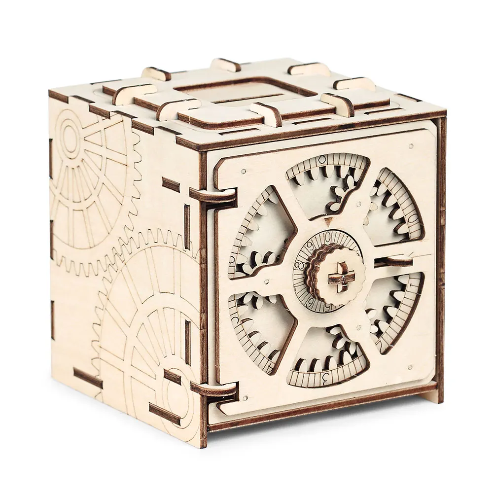 Cipher Code Deposit Box Mechanical Wooden Model 3D Puzzle Educational ...
