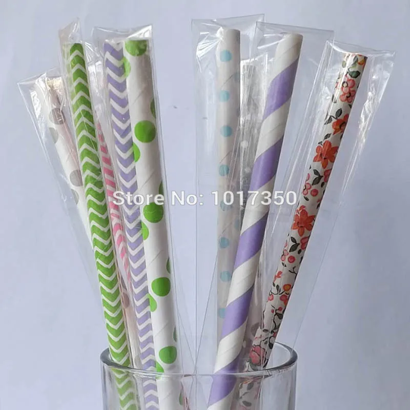 Free shipping 250pcs paper straws individually wrapped drinking paper ...