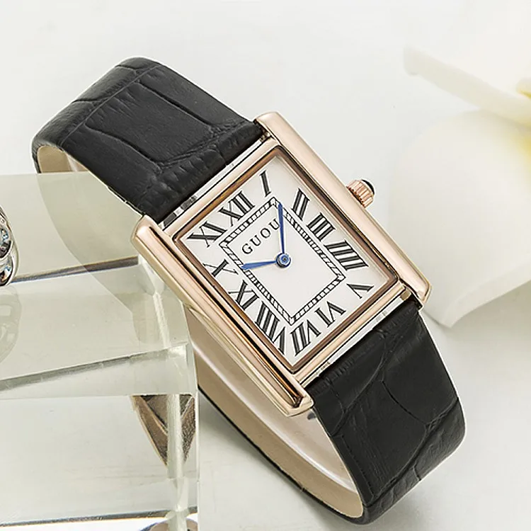 GUOU authentic Korean Edition watch rectangular belt retro Rome scale ...