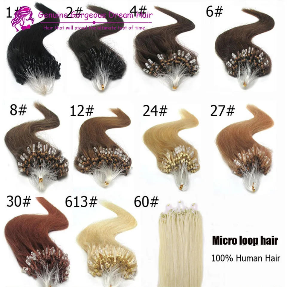 Russian Micro Loop Ring Links Remy Straight Human Hair Extensions 100g ...