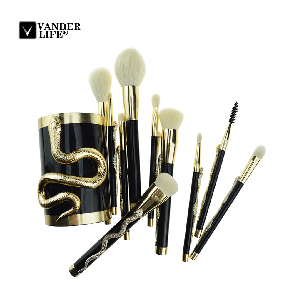 10 Pcs Make Up Pinsel Synthetische Make Up Pinsel Set Tools Kit ...