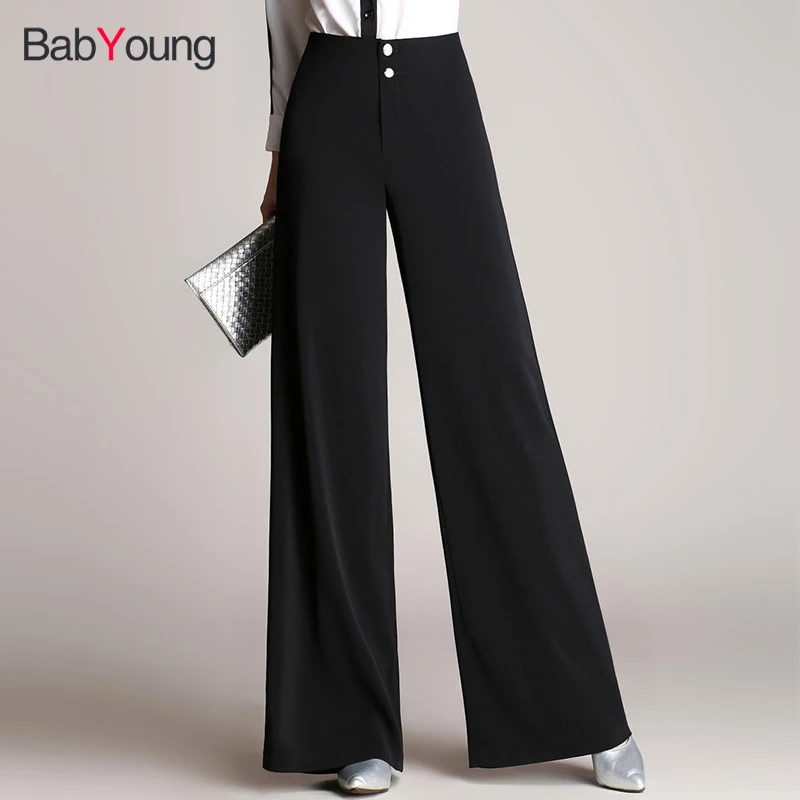 Babyoung Office Lady Pant High Waist Wide Leg Pants Women Casual Plus ...