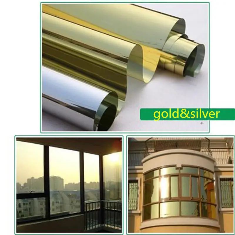 1.52x20m One Roll Gold&silver Mirrored Window Film Solar Film Silver ...