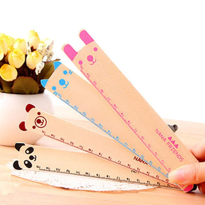 4 Pcs 15cm Cute Lovely Animal Shape Ruler Cute Wood Straight Ruler Gift ...