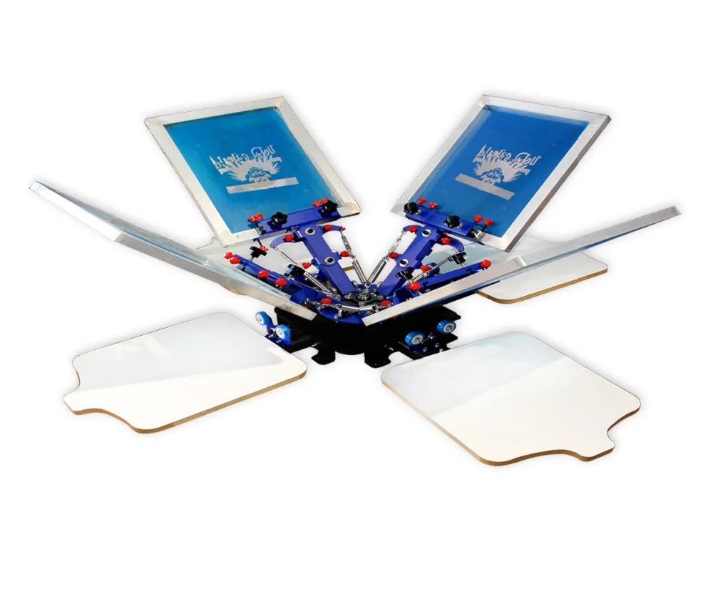 New-4-Color-4-Station-Micro-Registration-Silk-Screen-Printing-Machine-T ...
