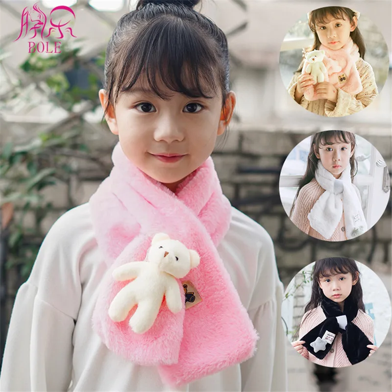 Multicolor Children Scarf For Winter Girls Scarves Baby Cartoon Plush ...