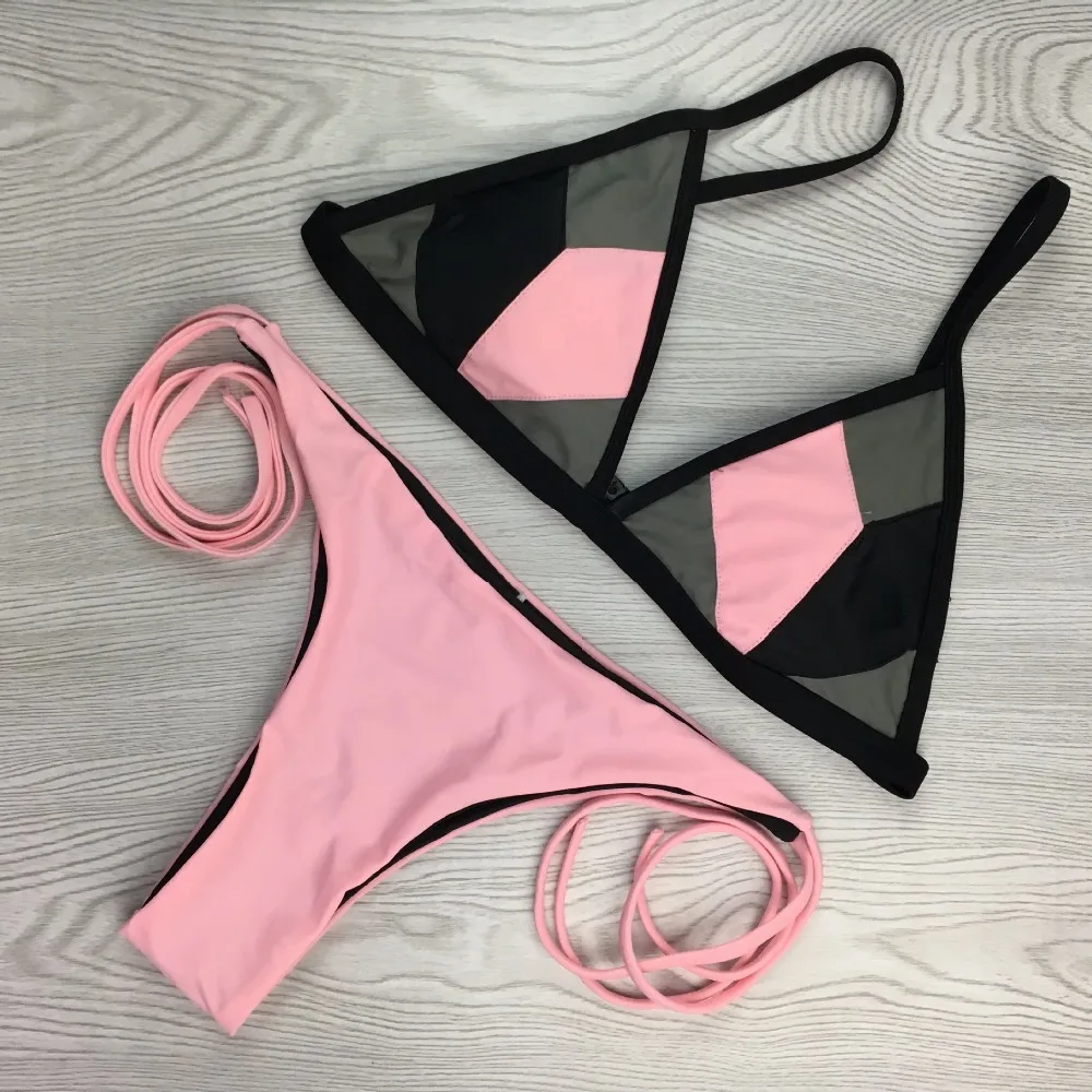 Helisopus Tether Pink Brazilian Bikinis Women Print Swimwear Swimsuit