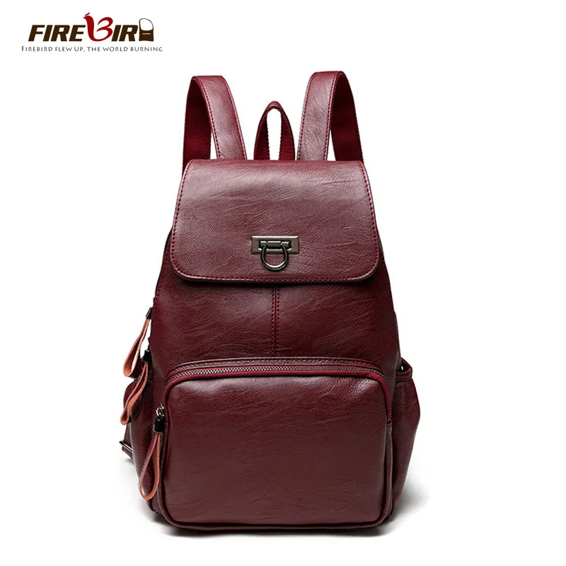 Women's Black Genuine Leather Backpack | semashow.com