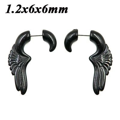 BOG-Pair Black Acrylic Fake Cheater Stretcher Flesh Earrings Punk style ...