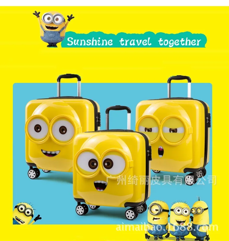 Kids minions luggage ABS+PC luggage suitcase cartoon Travel 20 inches ...