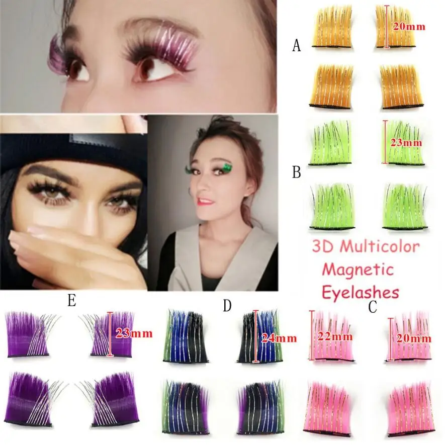 4PCS Multicolor Crazy Halloween Colorful 3D Magnetic False Eyelashes ...