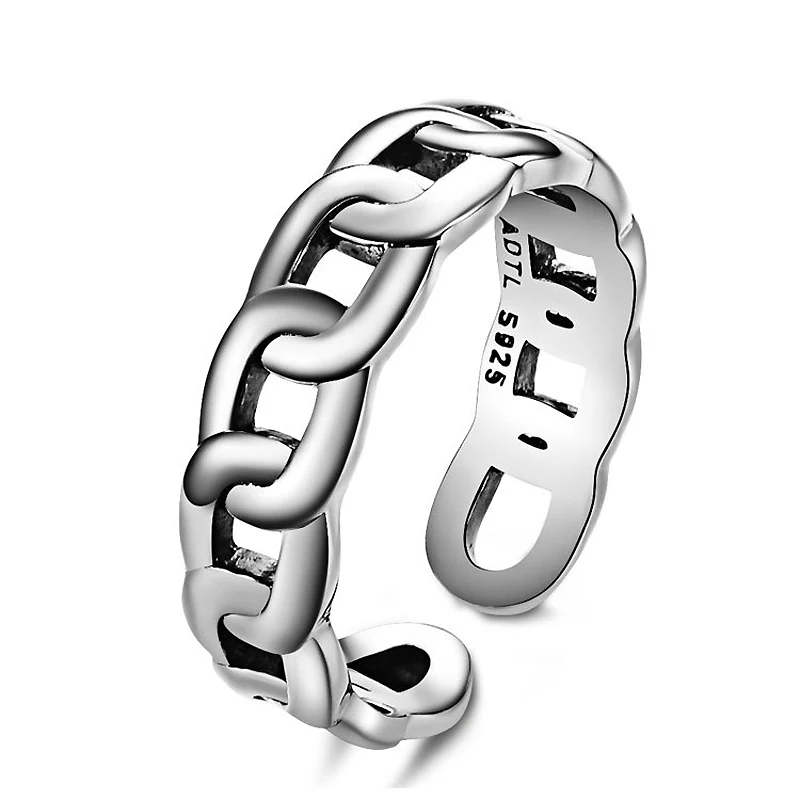 Fashion cutout chains sterling silver ring for man and woman fashion ...