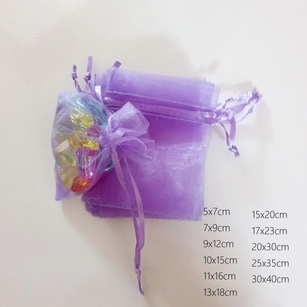 쥬얼리 가방 및 포장용 바이올렛 선물 가방 오간자 가방 드로스트링 백 웨딩여성 여행 스토리지 디스플레이 파우치 1000