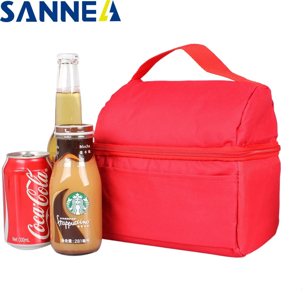 SANNE 5L Red Lunch Bags Insulated Solid Thermal Lunch bag Portable Food ...