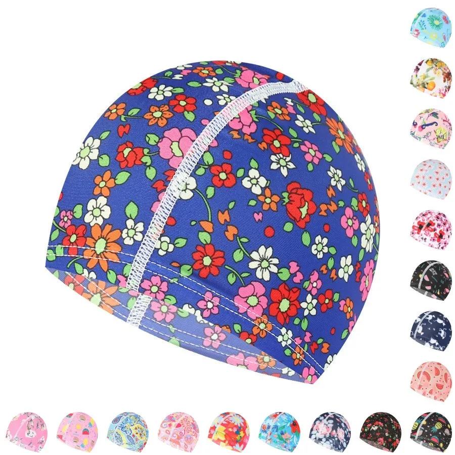 2021-Multi-Prints-Fabric-Swimming-Cap-Swiming-Pool-Protect-Long-Hair ...
