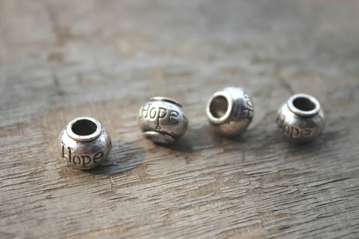 15pcs Hope Beads,Antique Tibetan silver Tone hope beads,Beadwork Charms ...