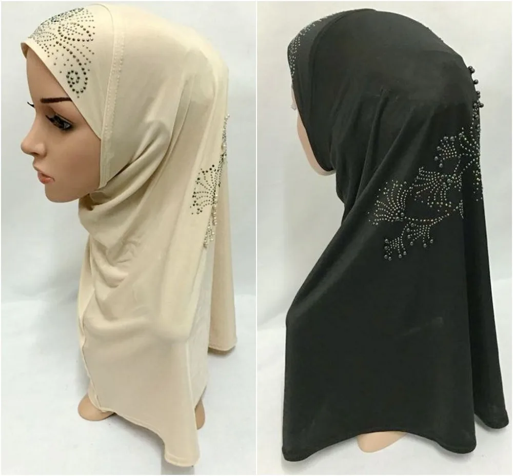 soft arabic hat pearl flower hejab muslim hijab islamic head coverings ...