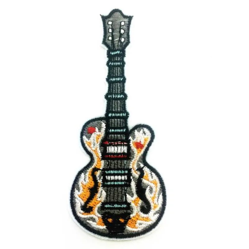 Best Price Clothing diy embroidery patches deal with it 11cm music guitar iron on patch for ...