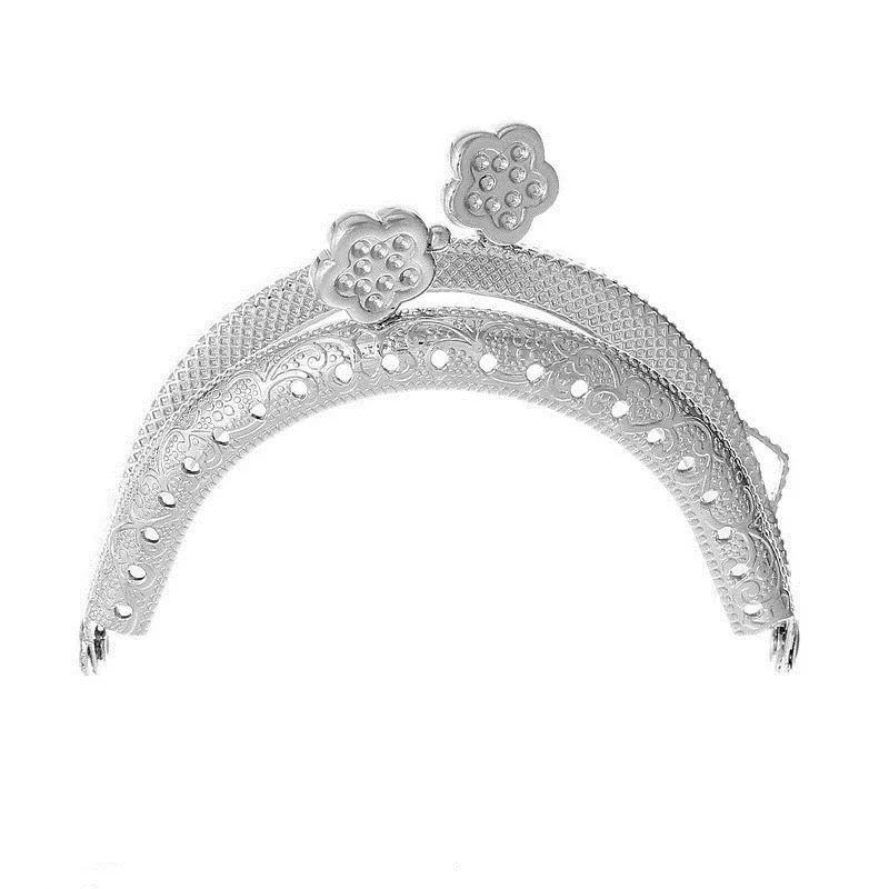 2Pcs Silver Tone Flower Head Purse Bag Metal Arch Frame Kiss Clasps ...