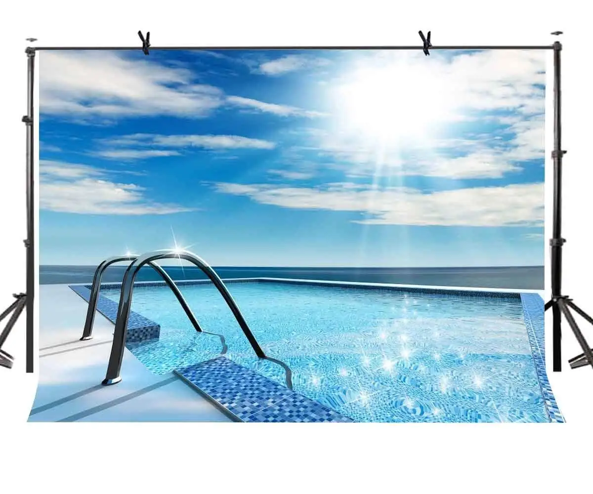 7x5ft-Swimming-Pool-Backdrop-Sunny-Sky-Open-Air-Swimming-Pool ...