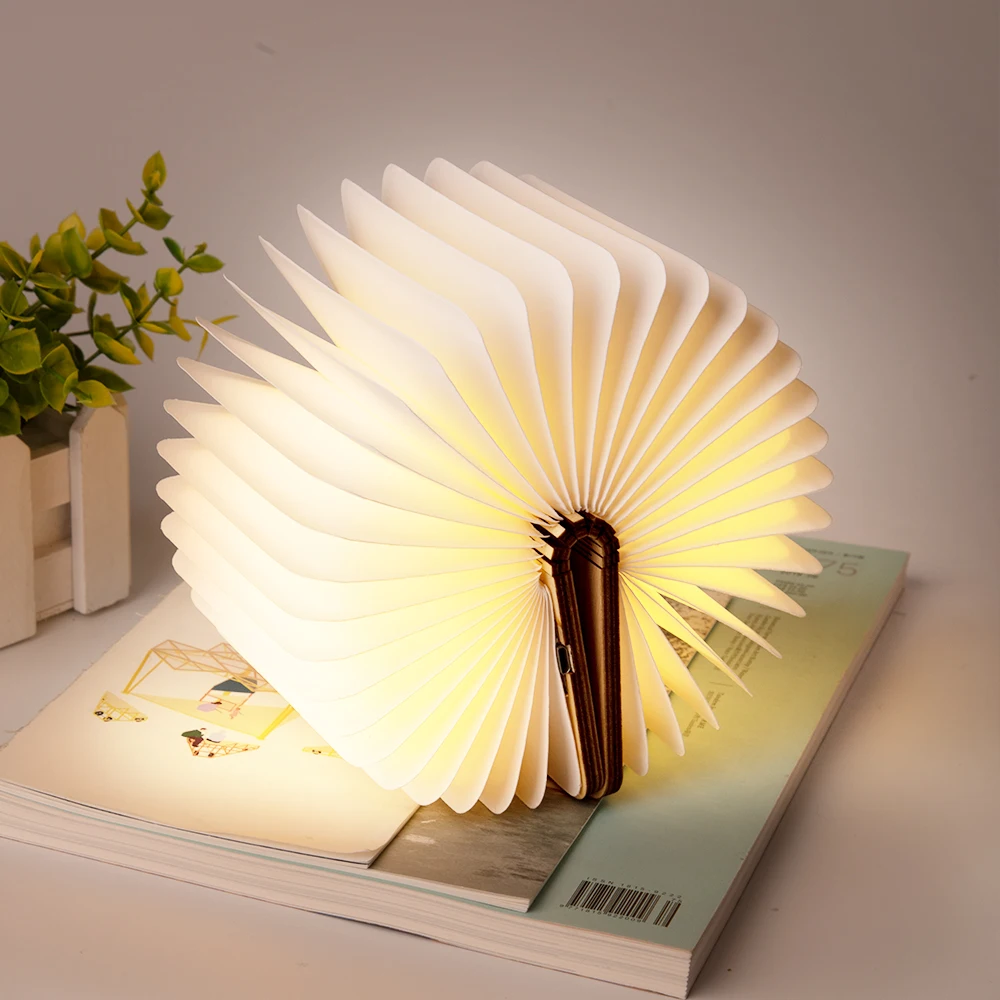 Creative-LED-Magnetic-Foldable-Wooden-Book-Lamp-Night-Light-Desk-Lamp ...