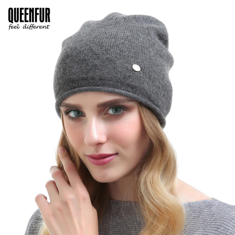 QUEENFUR Winter Women Wool Beanies Knitted Cashmere Hat For Girls ...