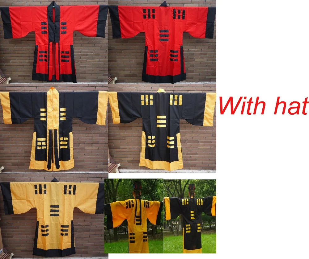 3color red/black/yellow Taoist robe taoism clothing priest tai chi ...