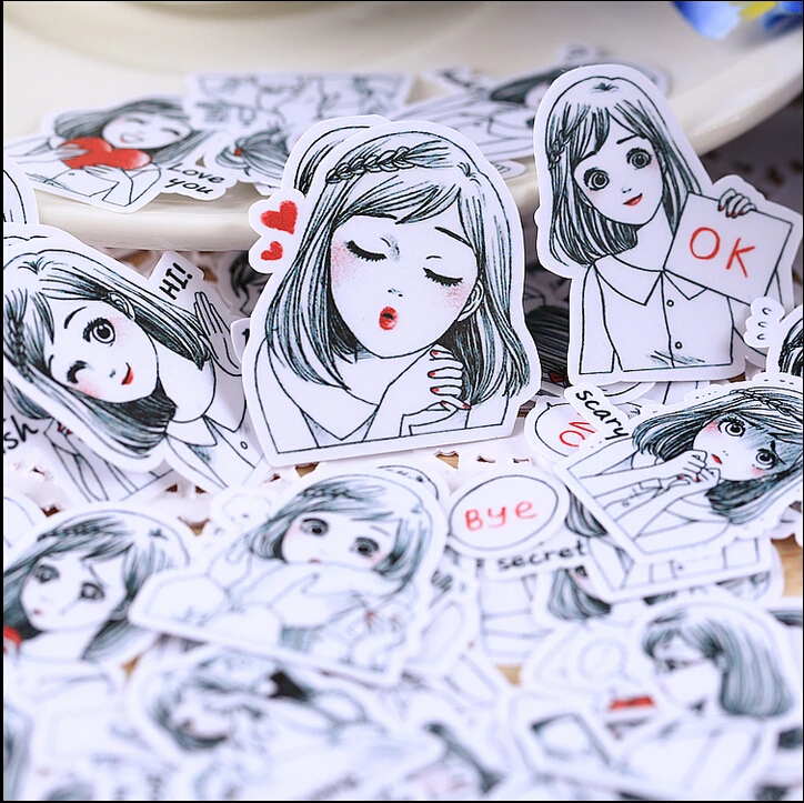 39pcs Creative cute self made girlhood girl stickers scrapbooking ...