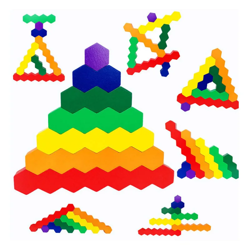 Wooden Stacking Up Creative Honeycomb Block Building Blocks Toys Baby ...