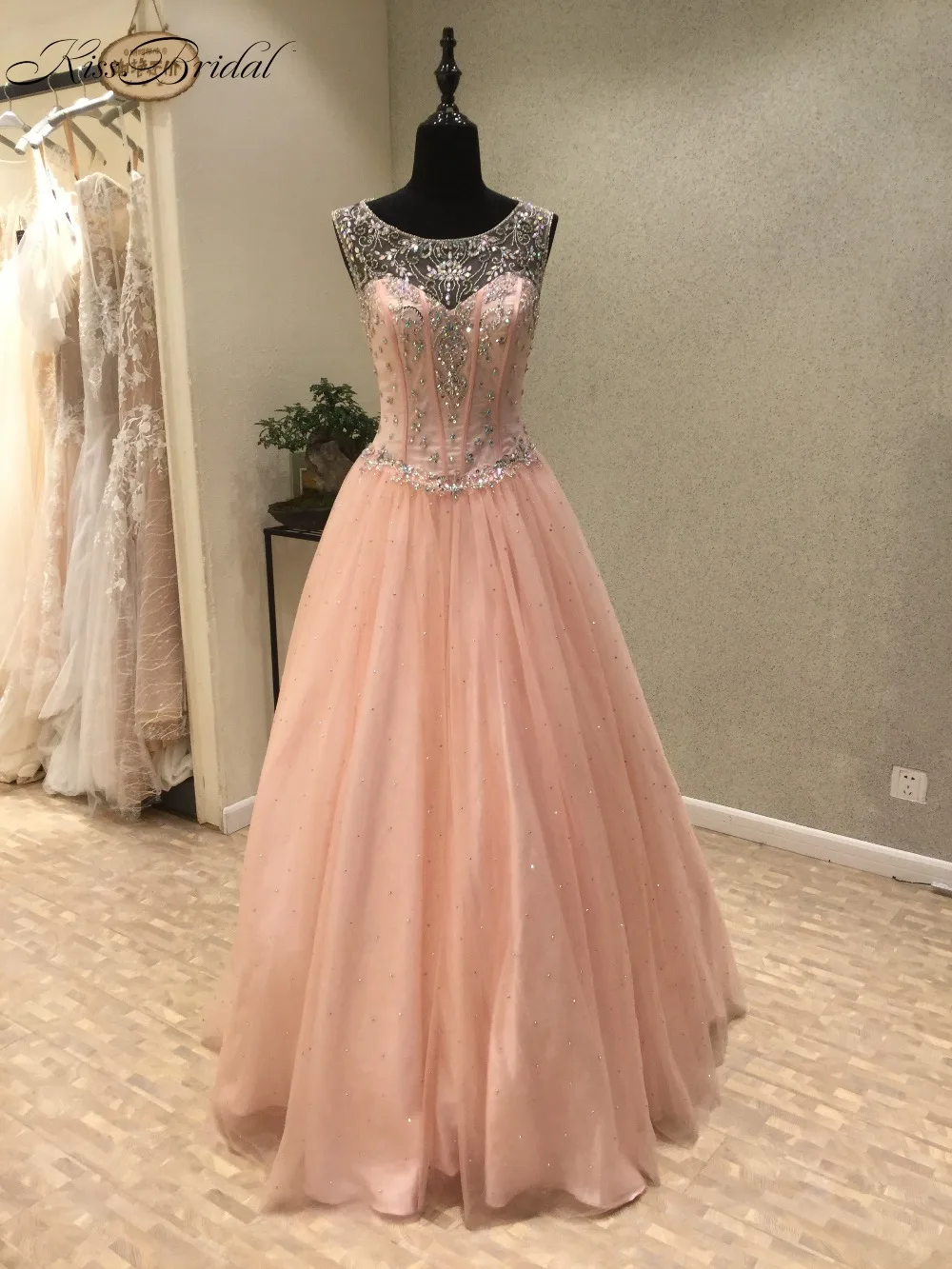 New Fashion Long Prom Dresses 2018 Scoop Lace Up Back A Line Beaded ...