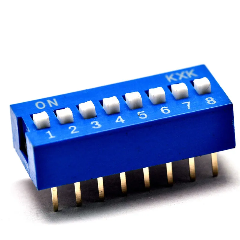 8P Flat DIP Dial switch 8 bit toggle switches Foot distance 2.54MM blue ...